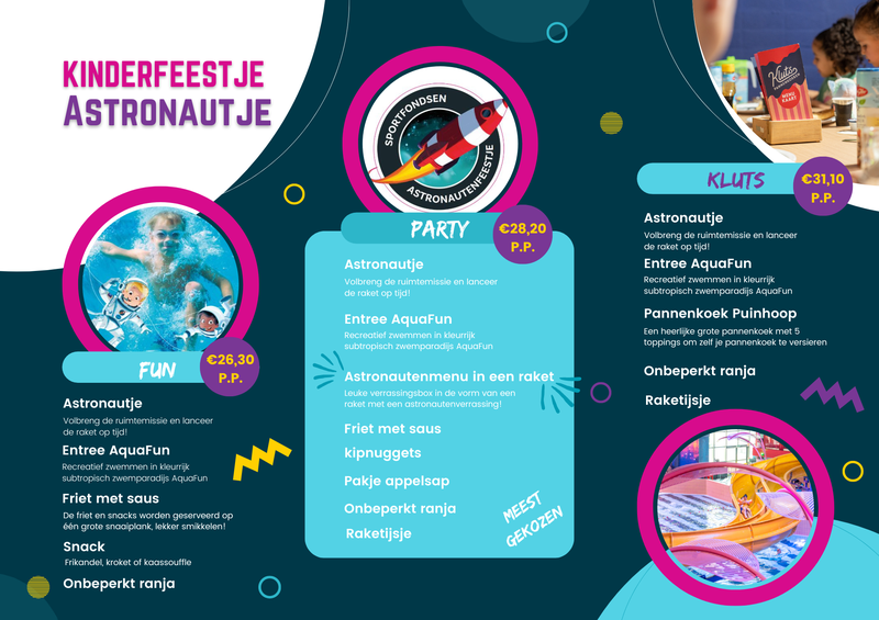 Boek nu jouw kinderfeestje astronautenfeestje bij zwembad Sportiom in ...